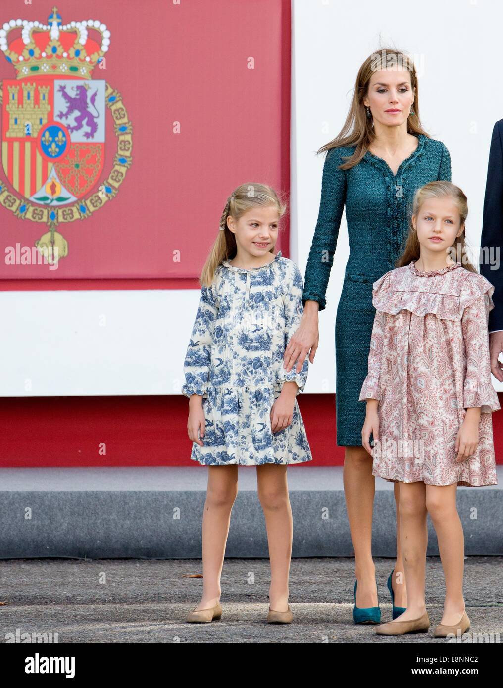 Madrid, Spain. 12th Oct, 2014. Queen Letizia, Princess Leonor and ...