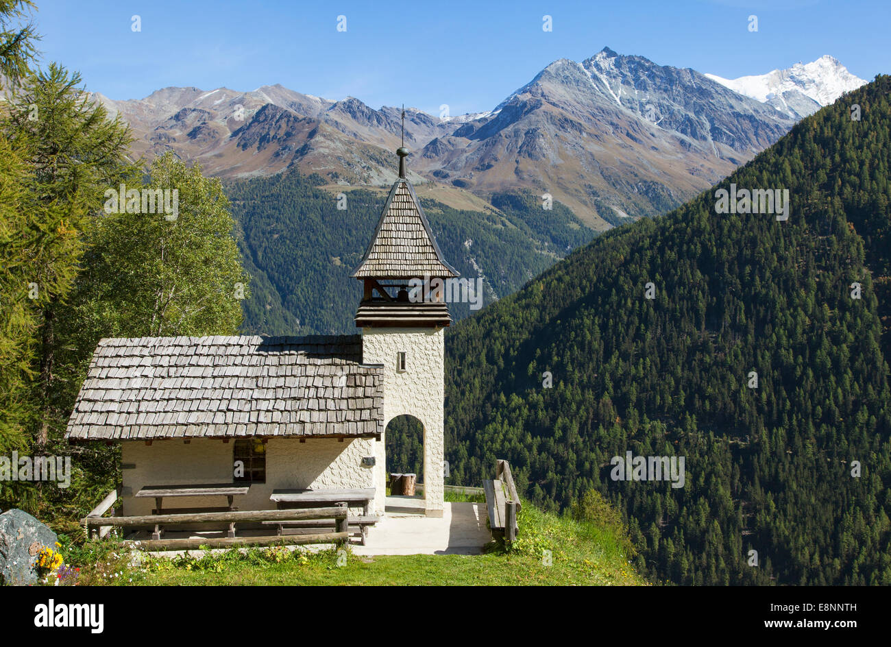 A Tiny chapel Above the Village of Grimentz in the Alps, Switzerland ...