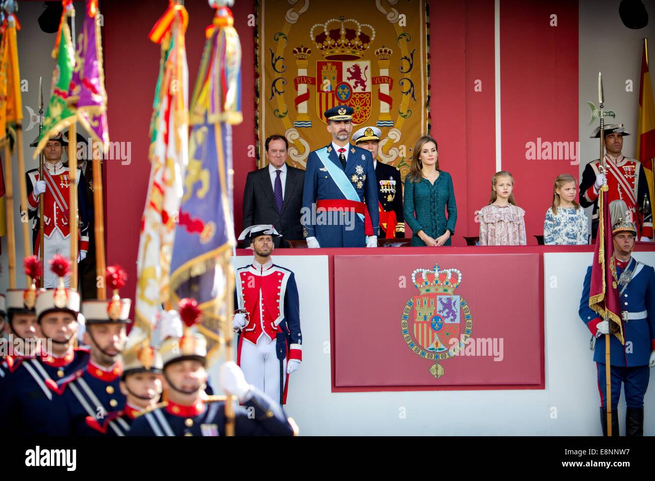 Madrid, Spain. 12th Oct, 2014. King Felipe, Queen Letizia, Princess ...