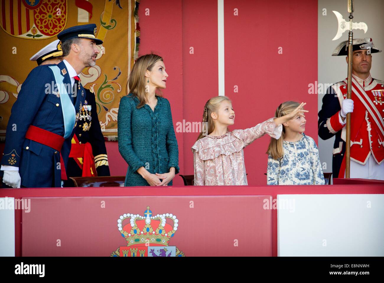 Madrid, Spain. 12th Oct, 2014. King Felipe, Queen Letizia, Princess ...