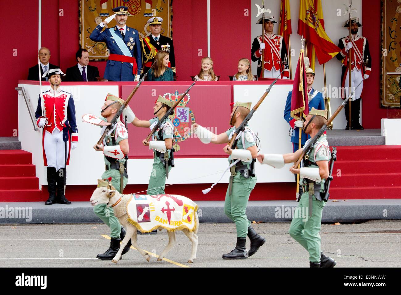 Madrid, Spain. 12th Oct, 2014. King Felipe, Queen Letizia, Princess ...