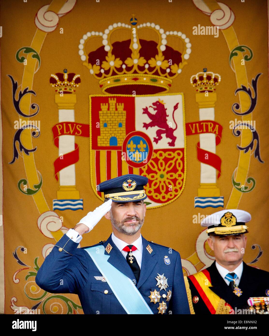 Madrid, Spain. 12th Oct, 2014. King Felipe of Spain attend the military ...
