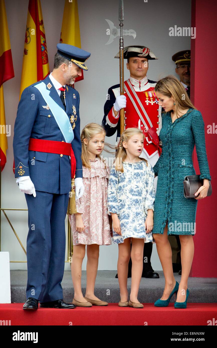 Madrid, Spain. 12th Oct, 2014. King Felipe, Queen Letizia, Princess ...