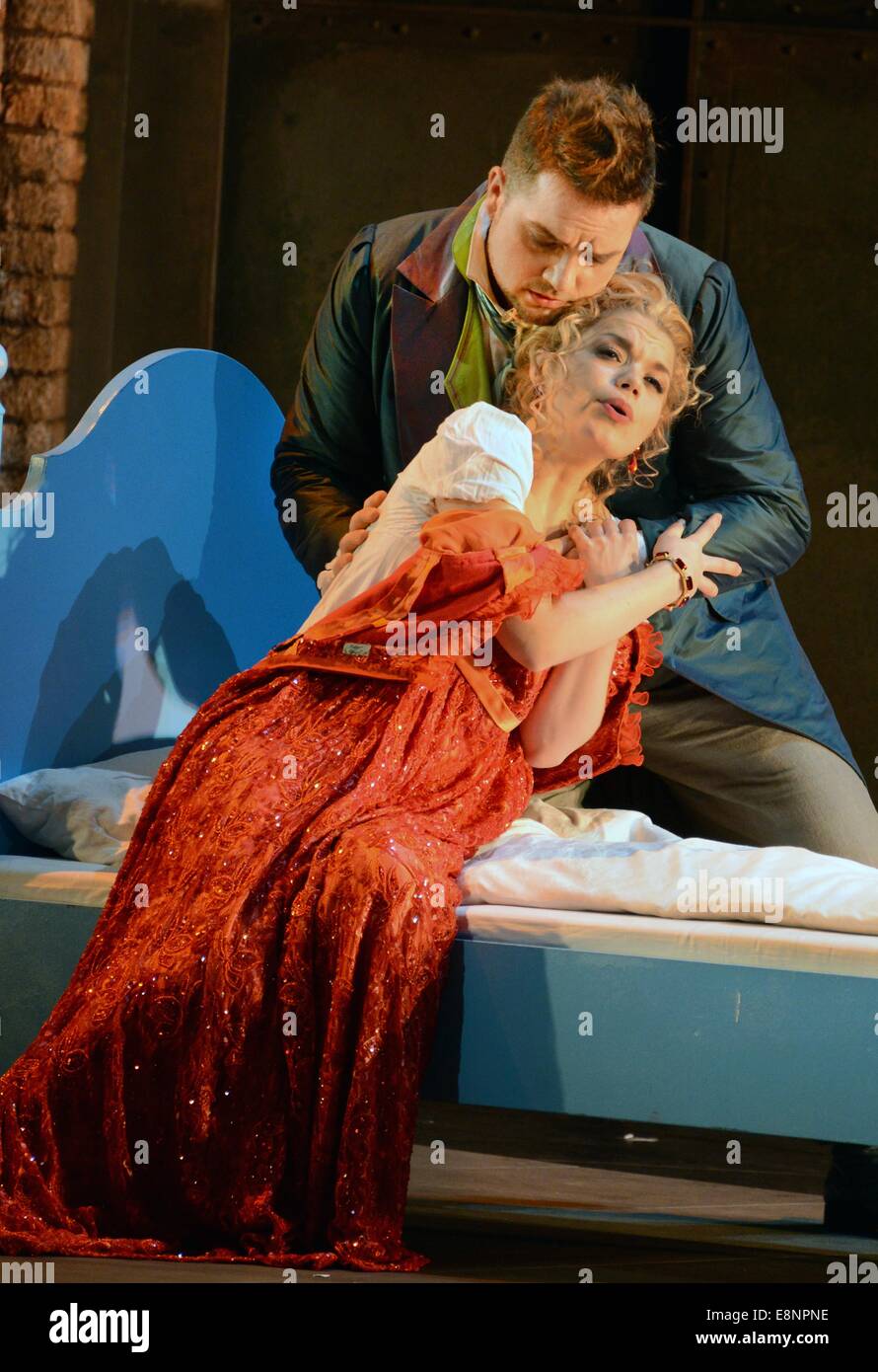 Leipzig, Germany. 09th Oct, 2014. A photo of the dress rehearsal shows ...