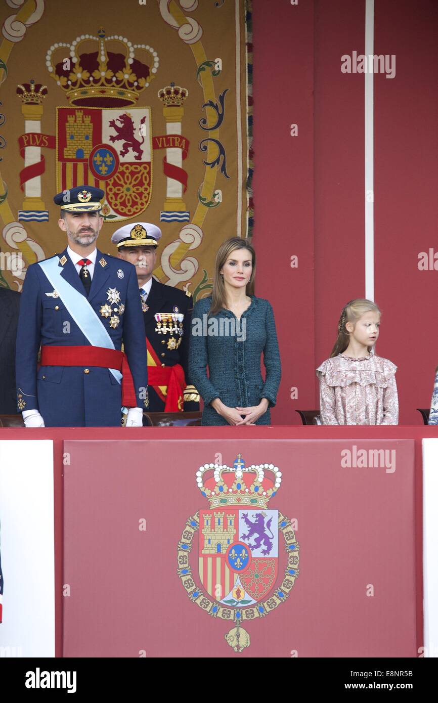 Madrid, Spain. 12th Oct, 2014. King Felipe VI of Spain, Queen Letizia ...