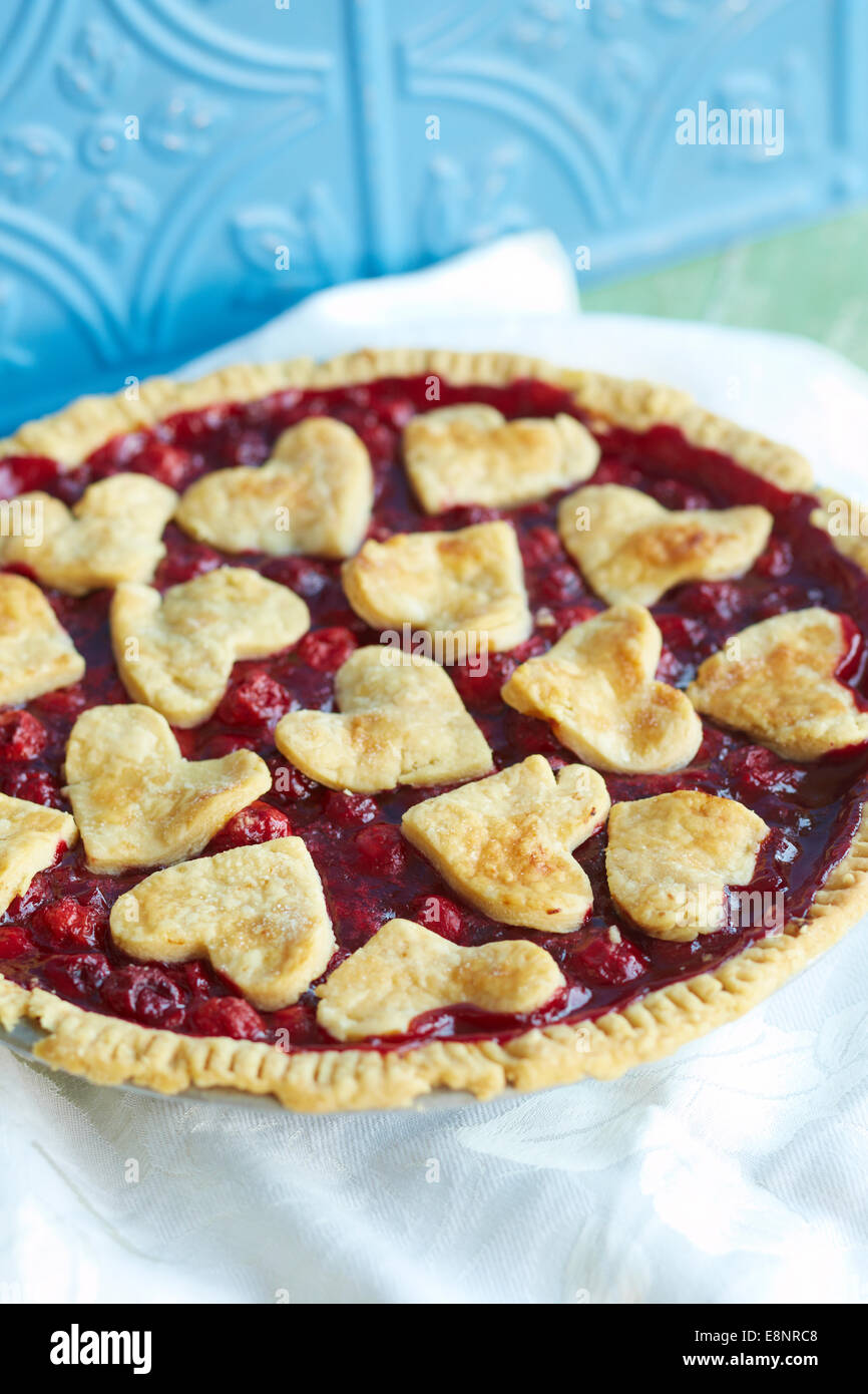 Cherry Pie with Heart Crust Stock Photo - Alamy