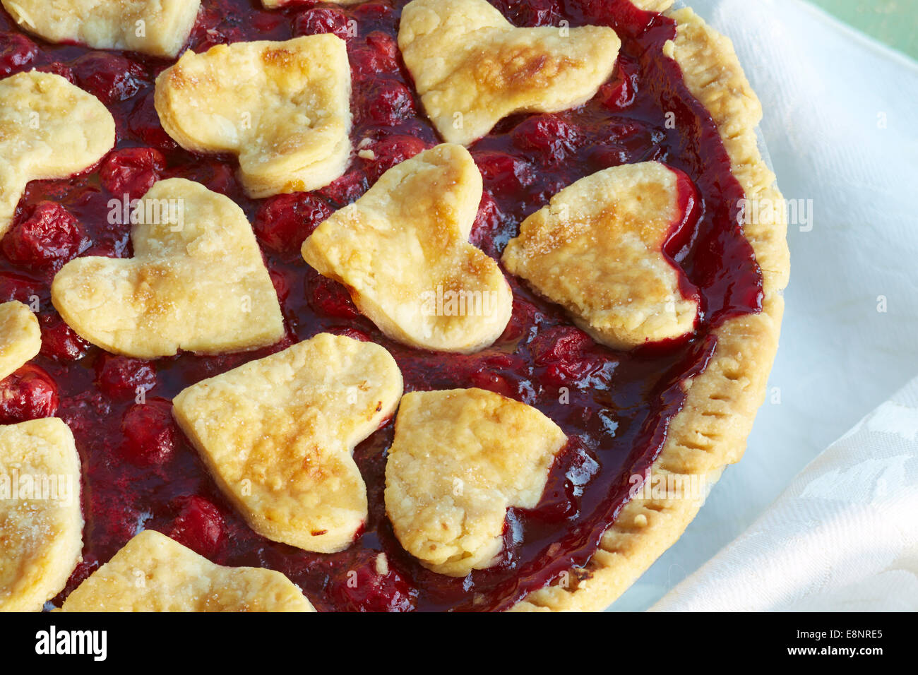 Cherry Pie with Heart Crust Stock Photo - Alamy