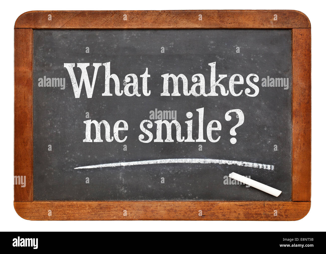 What makes me smile question on a vintage slate blackboard Stock Photo ...
