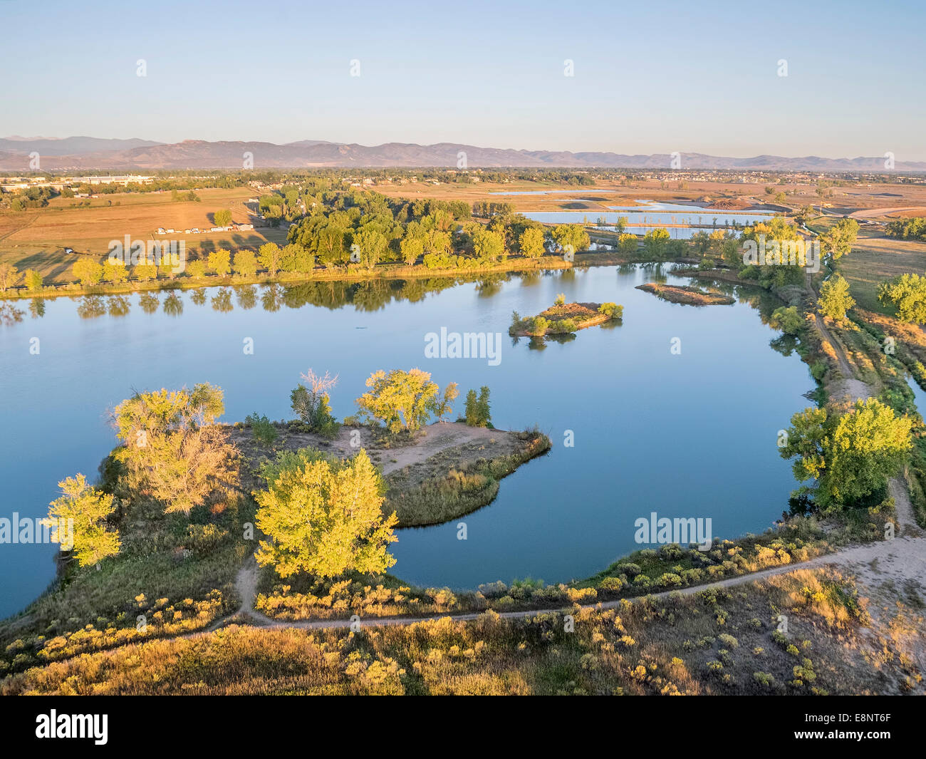 aerial view of Arapaho Bend, one of natural areas in Fort Collins ...