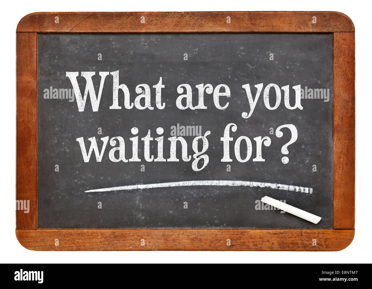 What are waiting for question on a vintage slate blackboard Stock Photo ...