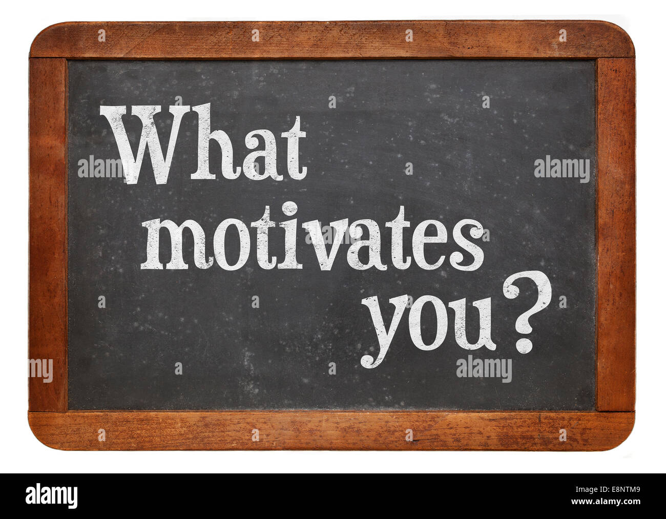 What motivates you question on a vintage slate blackboard Stock Photo ...