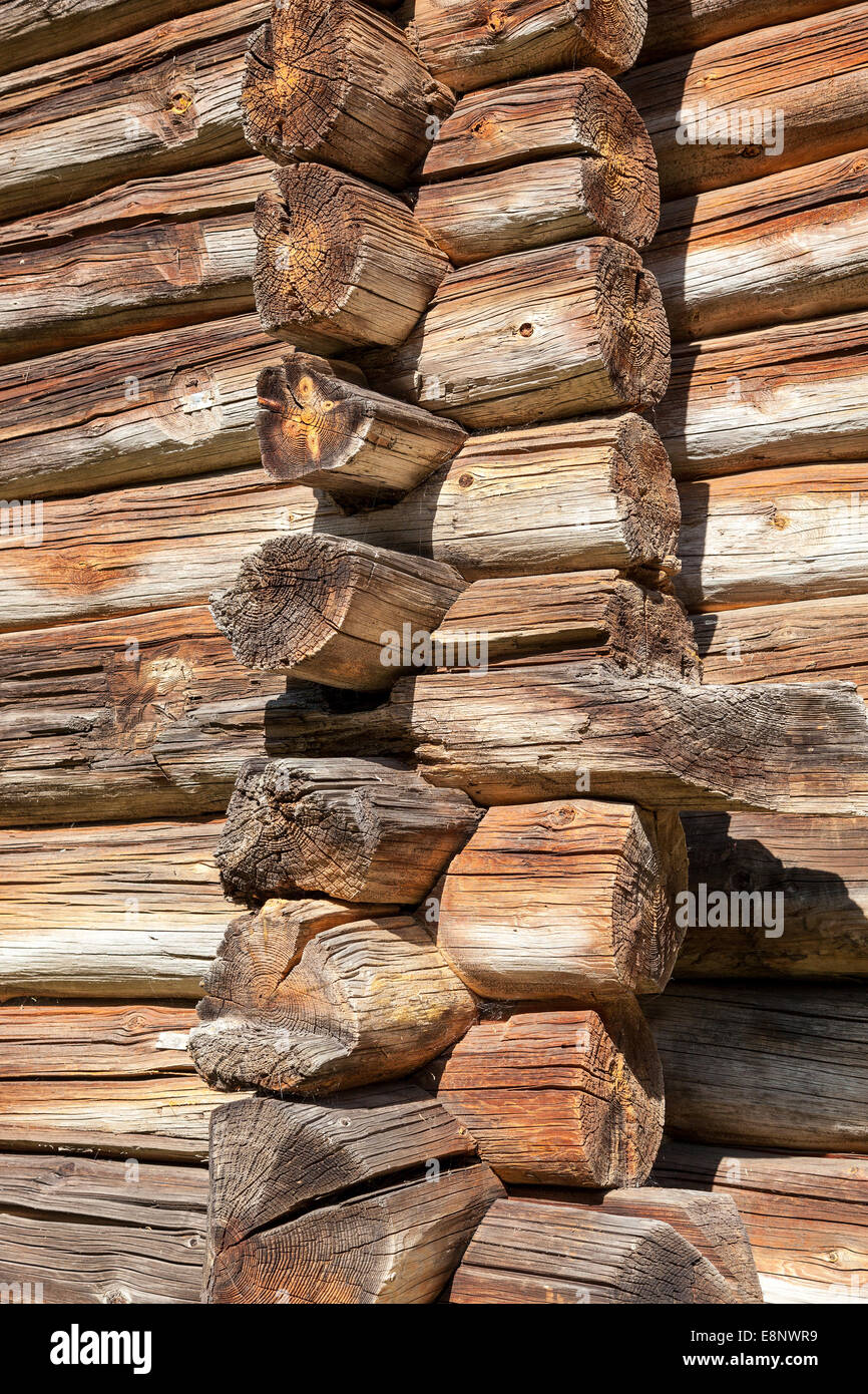 Corner of old wooden house Stock Photo - Alamy