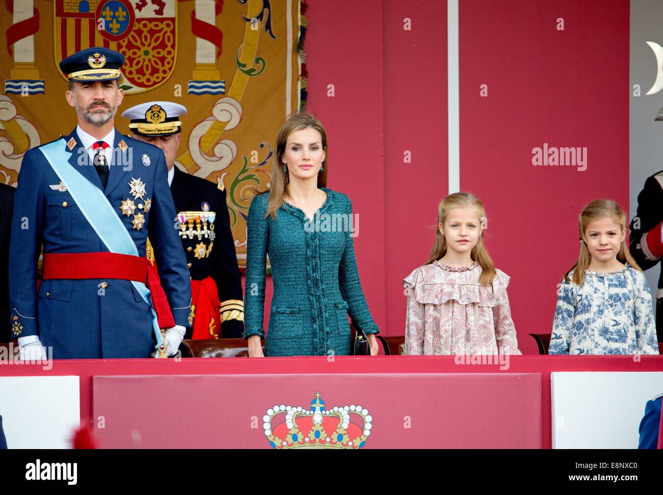 Madrid, Spain. 12th Oct, 2014. (L-R) Spanish King Felipe VI, Queen ...