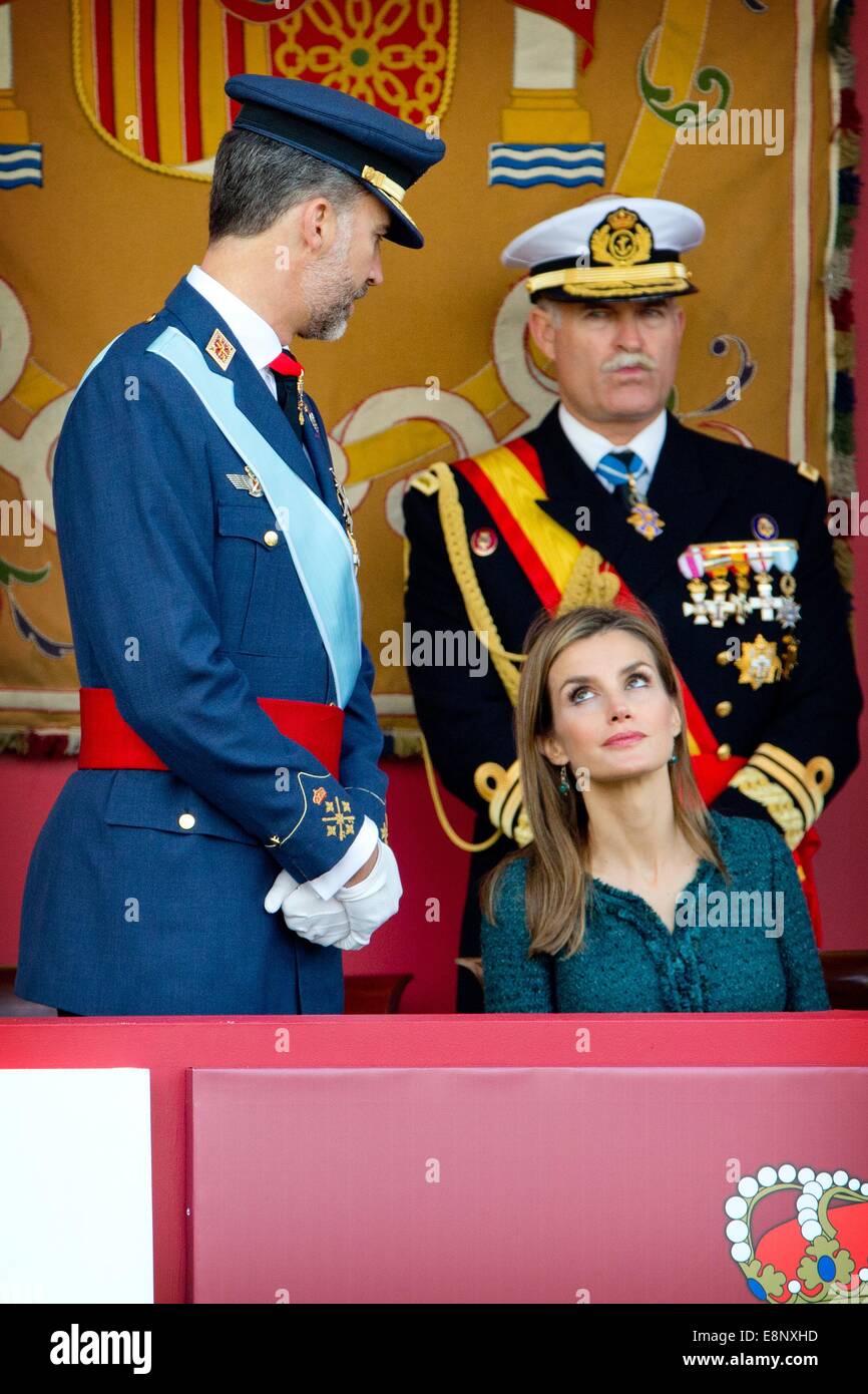 Madrid, Spain. 12th Oct, 2014. Spanish King Felipe and Queen Letizia ...