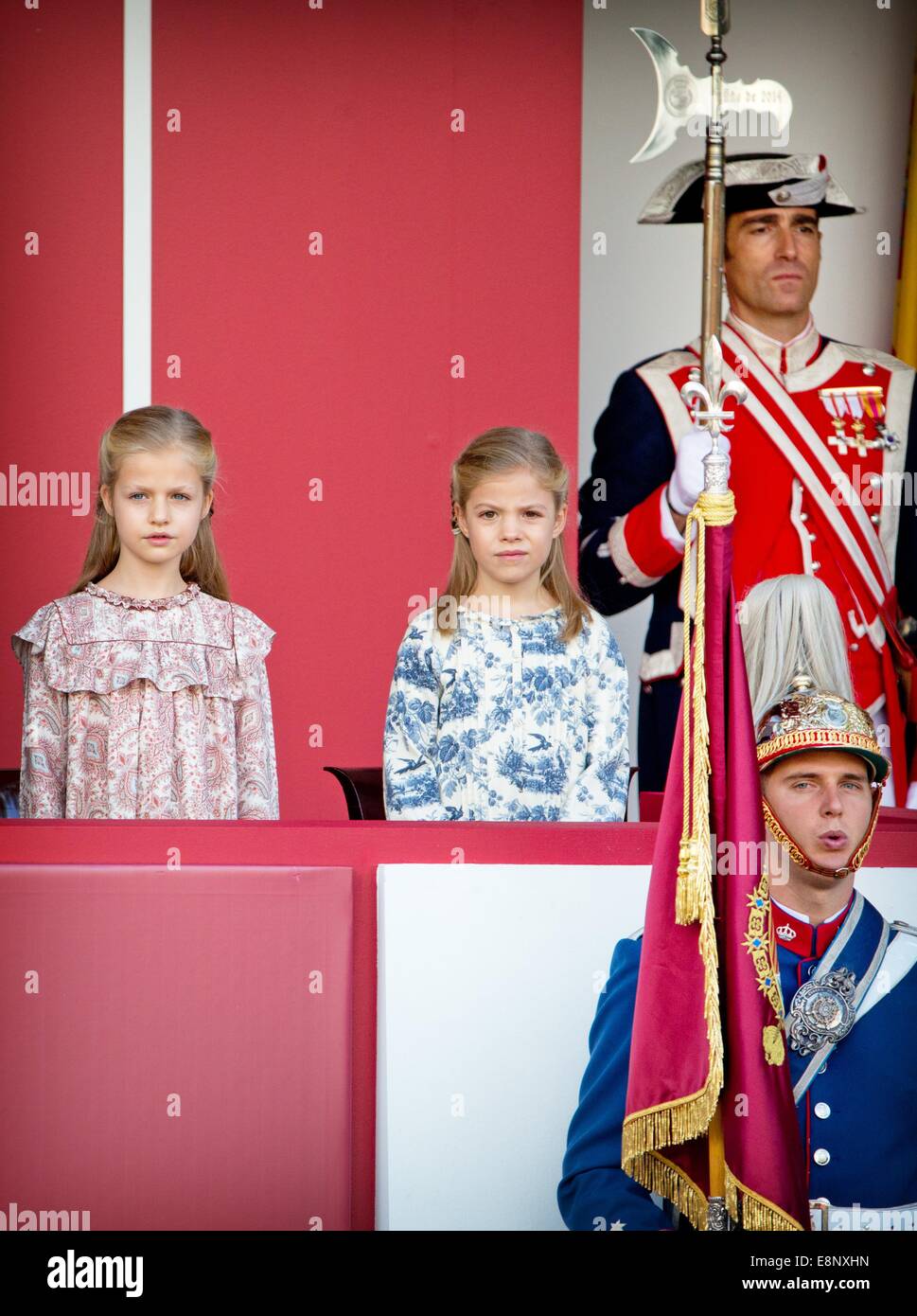Madrid, Spain. 12th Oct, 2014. (L-R) Spanish Princesses Leonor and ...