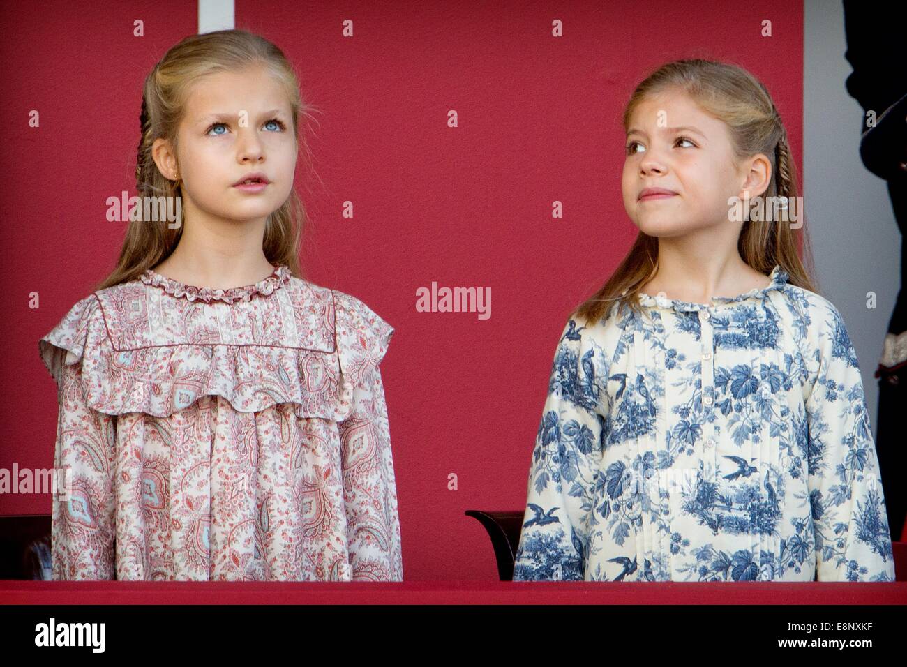 Madrid, Spain. 12th Oct, 2014. (L-R) Spanish Princesses Leonor and ...