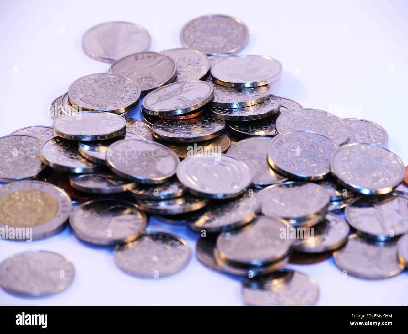 Bunch of Latvian lat coins on white background Stock Photo - Alamy
