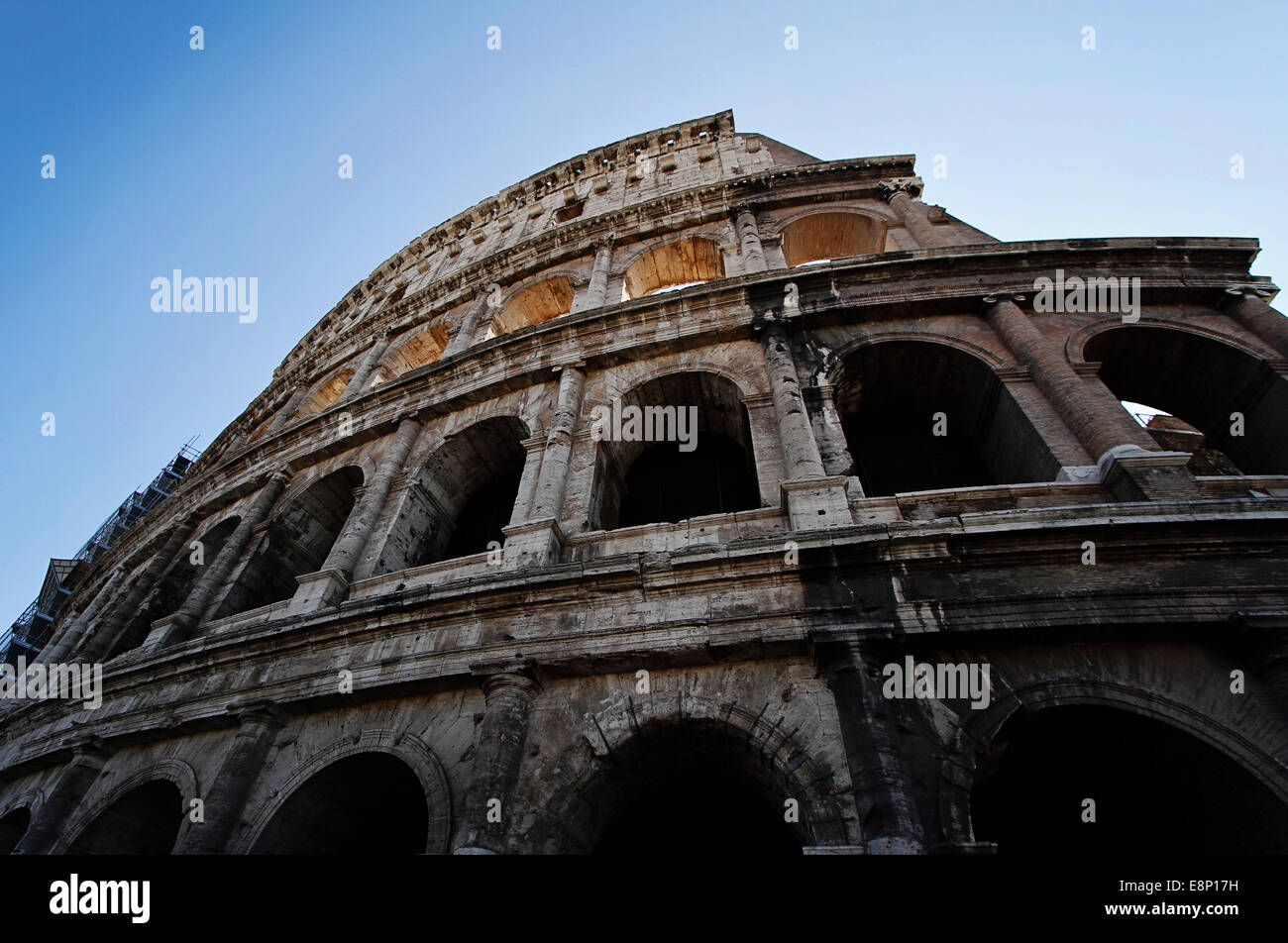 The Roman Colosseum during the day. The Colosseum construction was ...