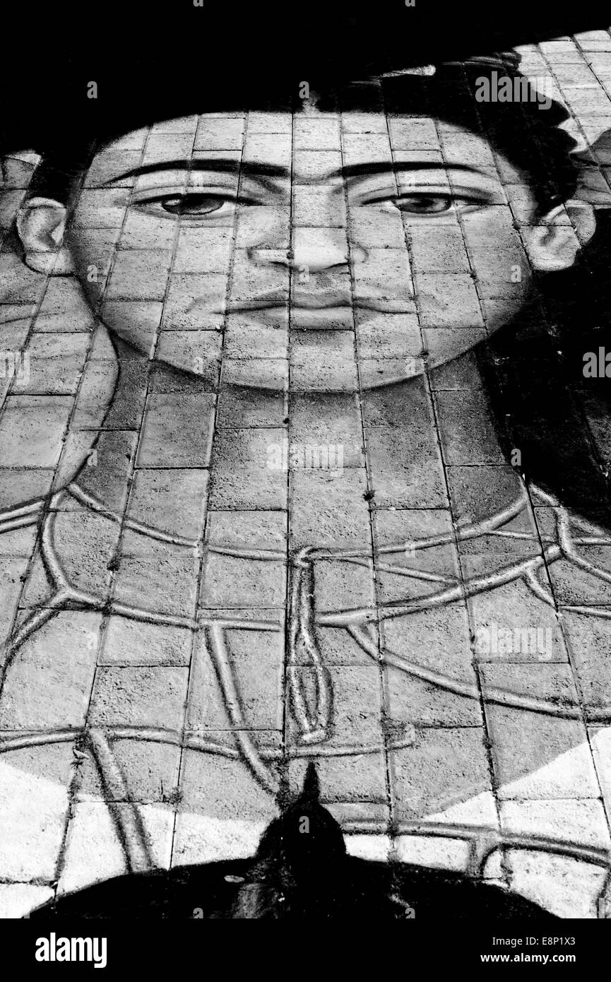 Chalk painting woman artist, black and white Stock Photo - Alamy