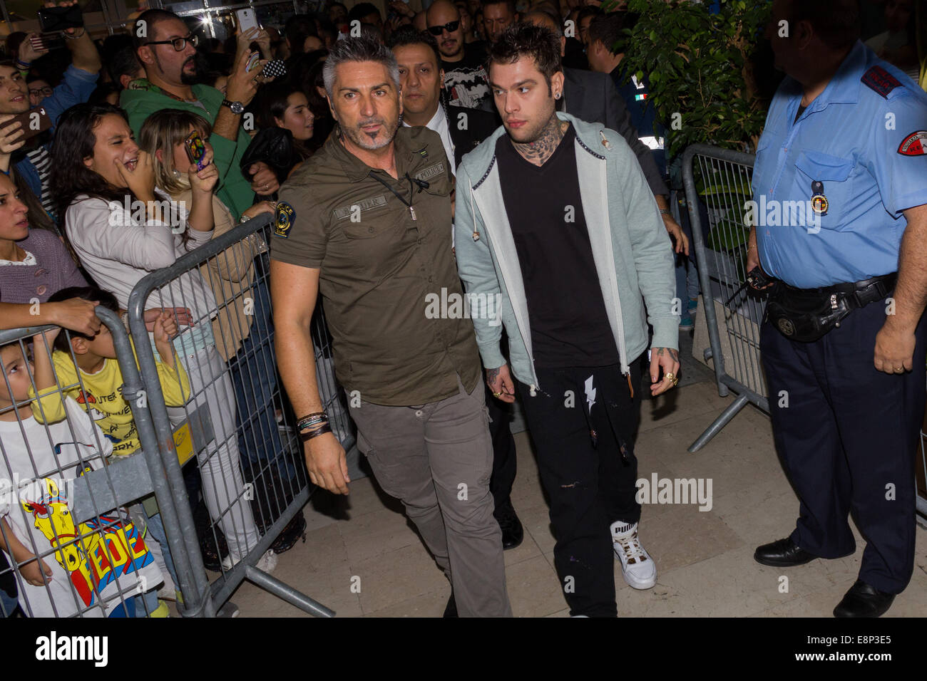 Turin, Italy. 12th October, 2014. The Italian rapper Fedez, meet his ...