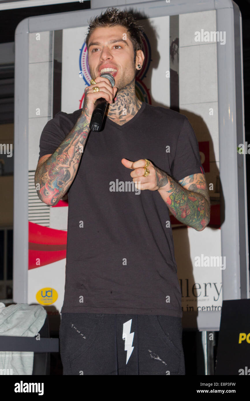 Turin, Italy. 12th October, 2014. The Italian rapper Fedez, meet his ...