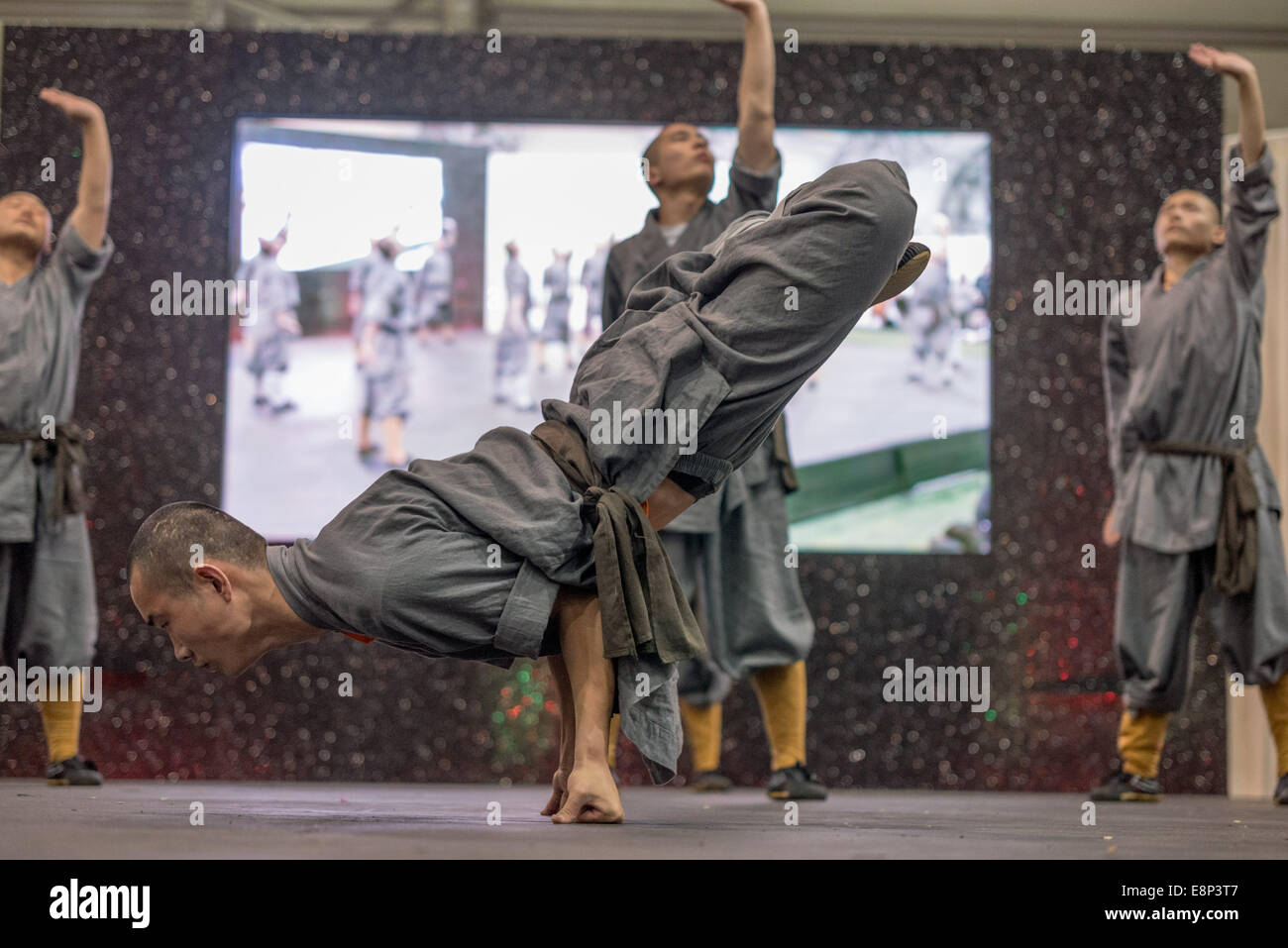 Monks from China's Shaolin Temple show Londoners their skills Stock ...