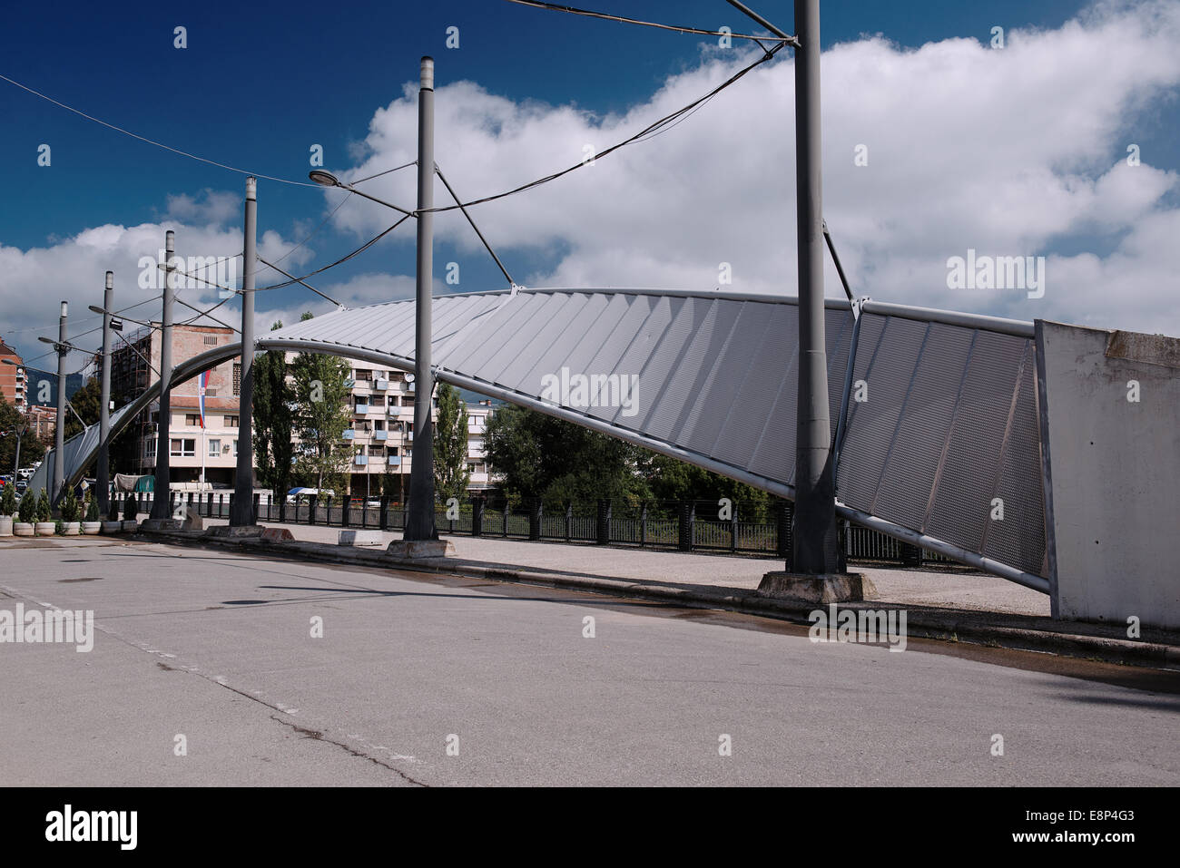 The bridge over the Ibar river that splits the Albanian from the ...