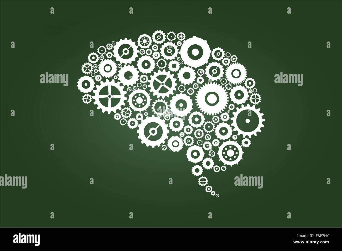 Brain Gears And Cogs On Blackboard Stock Photo - Alamy