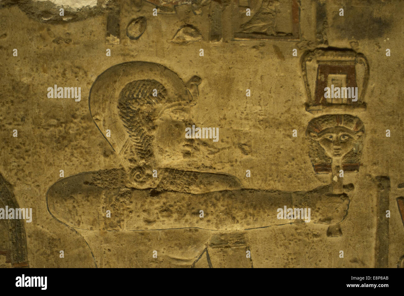 Egyptian Art. Dendera. Hathor Temple. Relief depicting the god Ihi ...