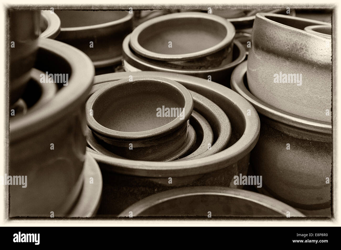 Stack of colorful pottery garden pots Stock Photo - Alamy
