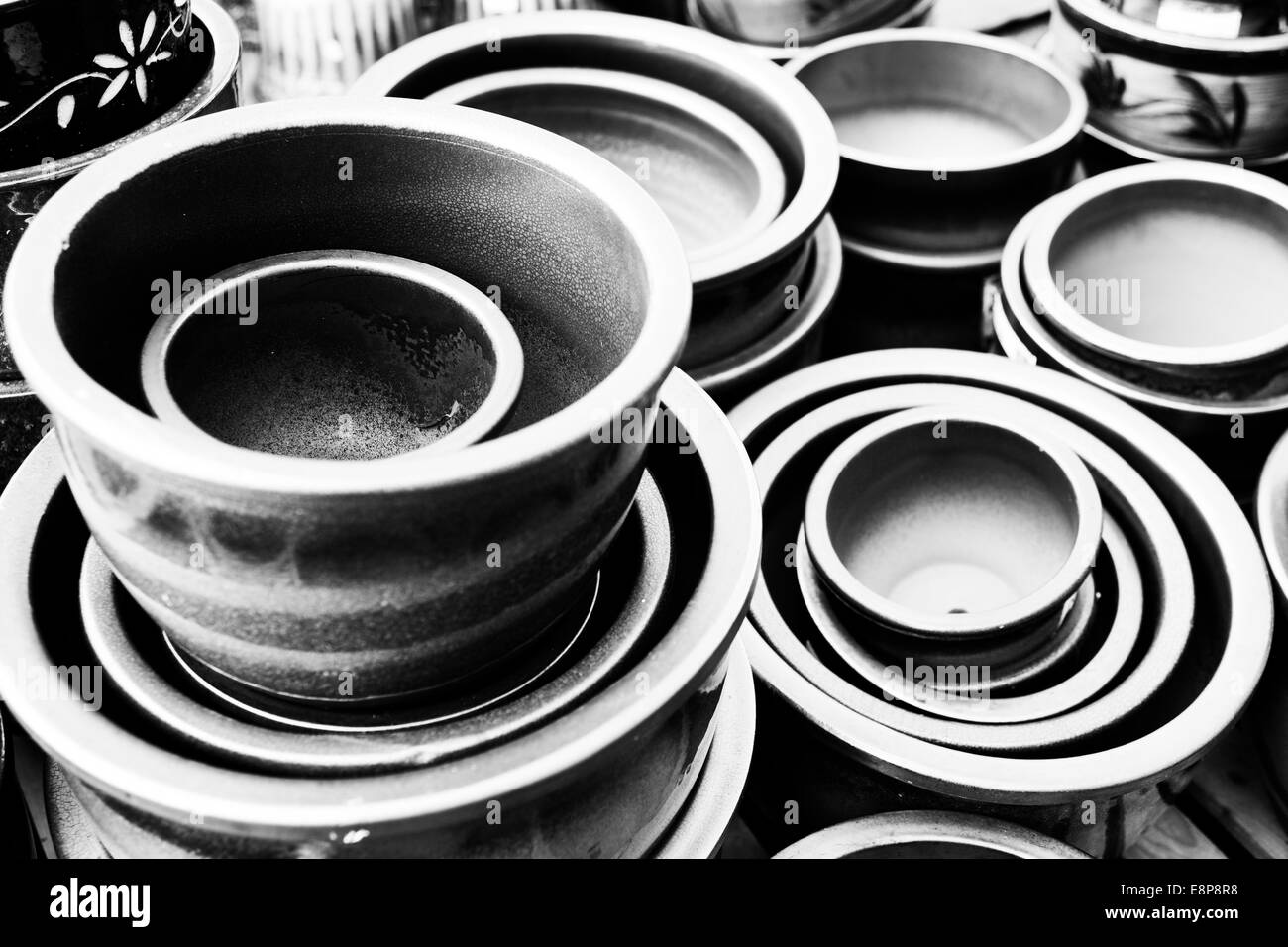Stack of colorful pottery garden pots Stock Photo - Alamy