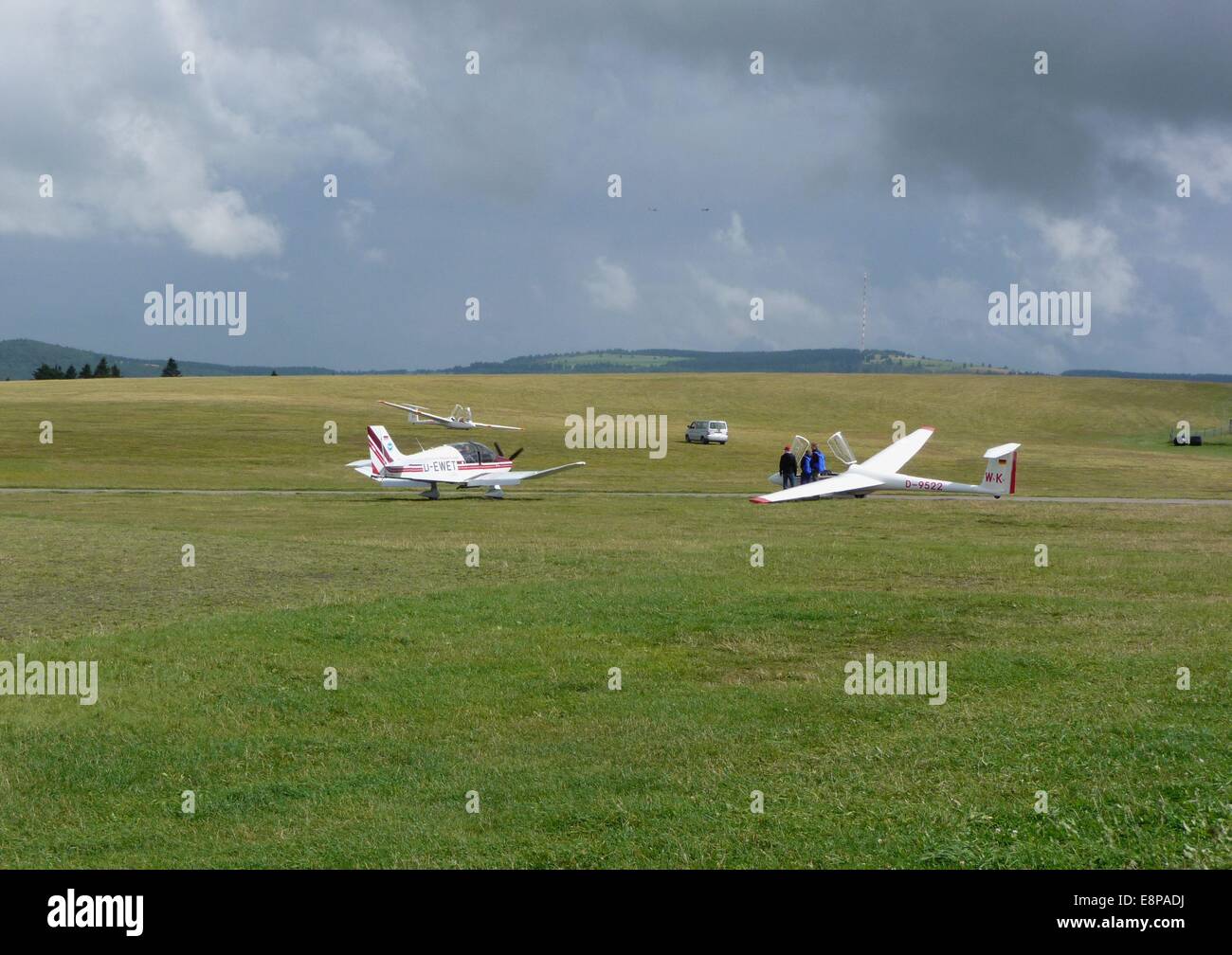 Hesse, Germany. 14th Aug, 2014. Glider airfield at Wasserkuppe mountain ...