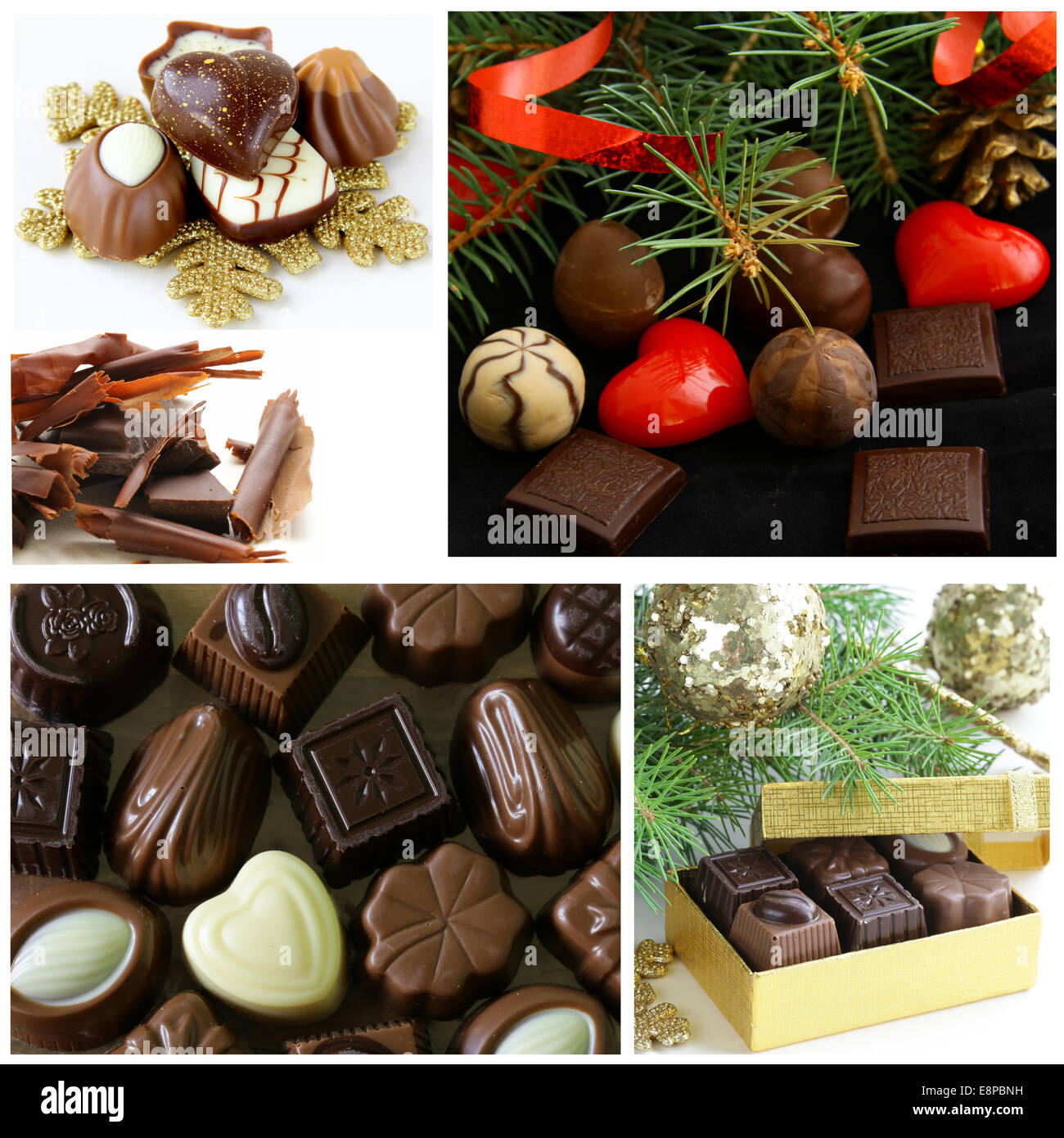 Set of assorted chocolate candy gift for Christmas Stock Photo - Alamy