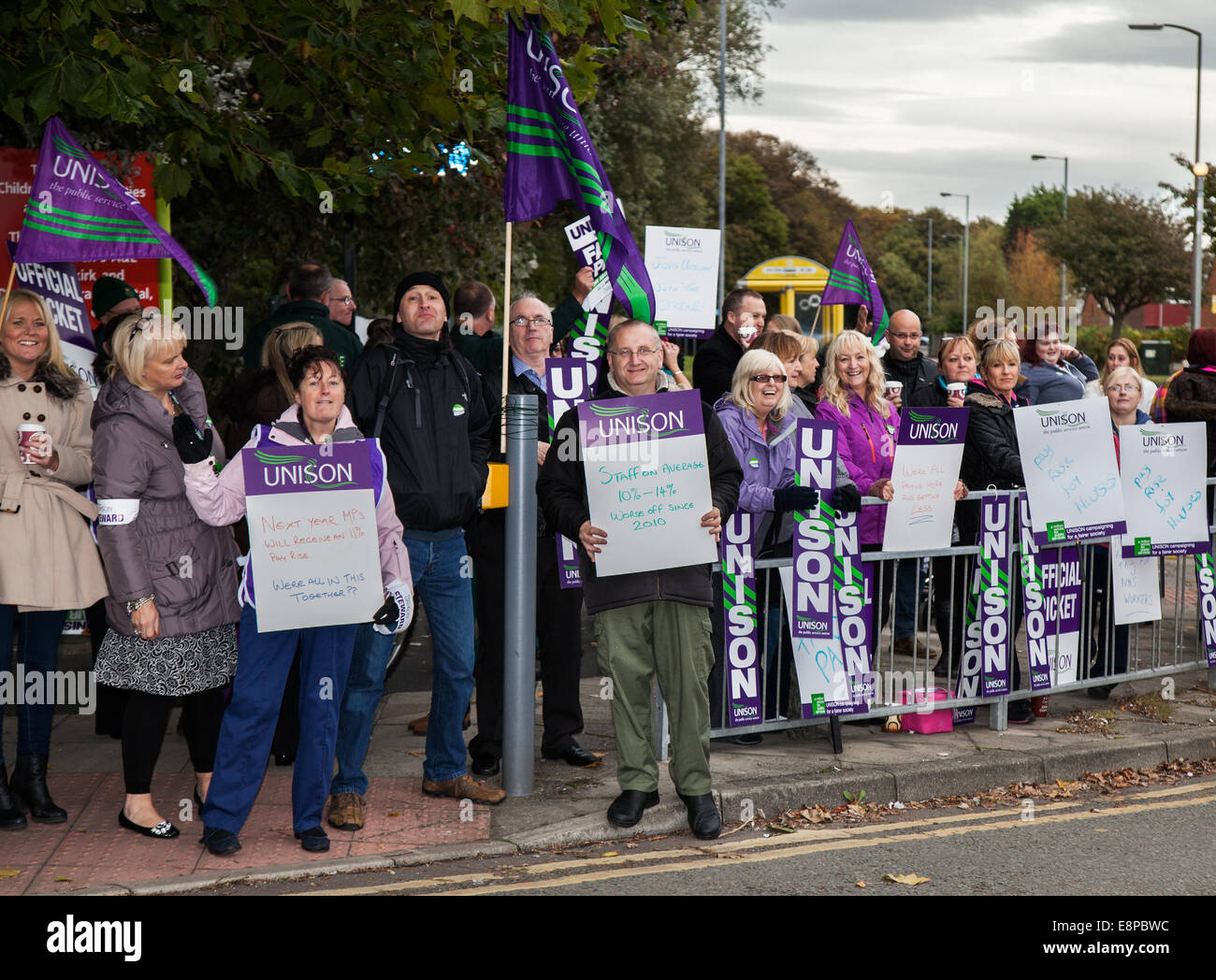 NHS Unison protest in Kew, Southport, Merseyside, UK 13th October 2014 ...