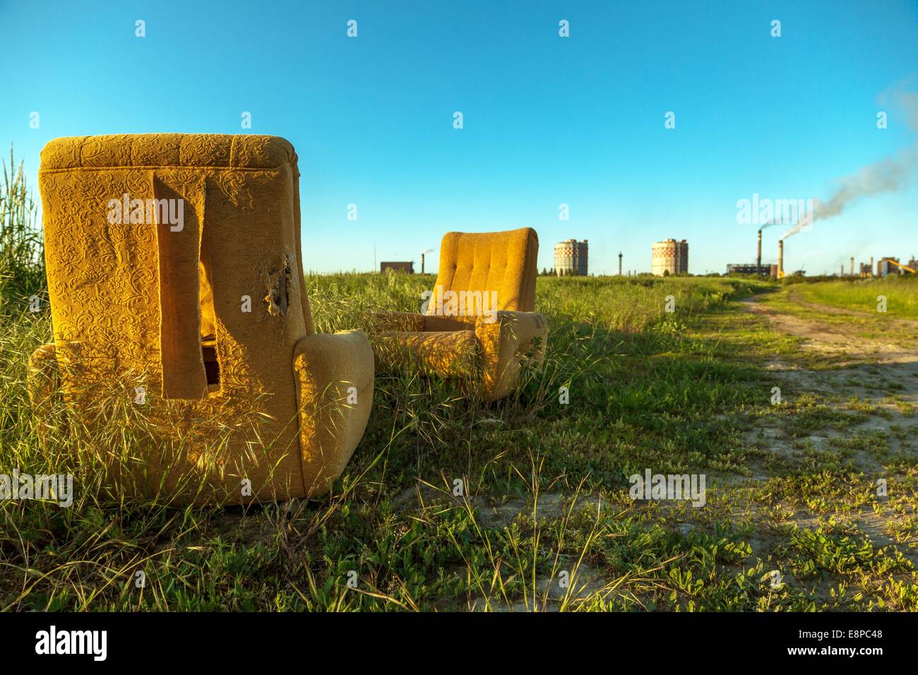 Rural landscape with factory Stock Photo - Alamy