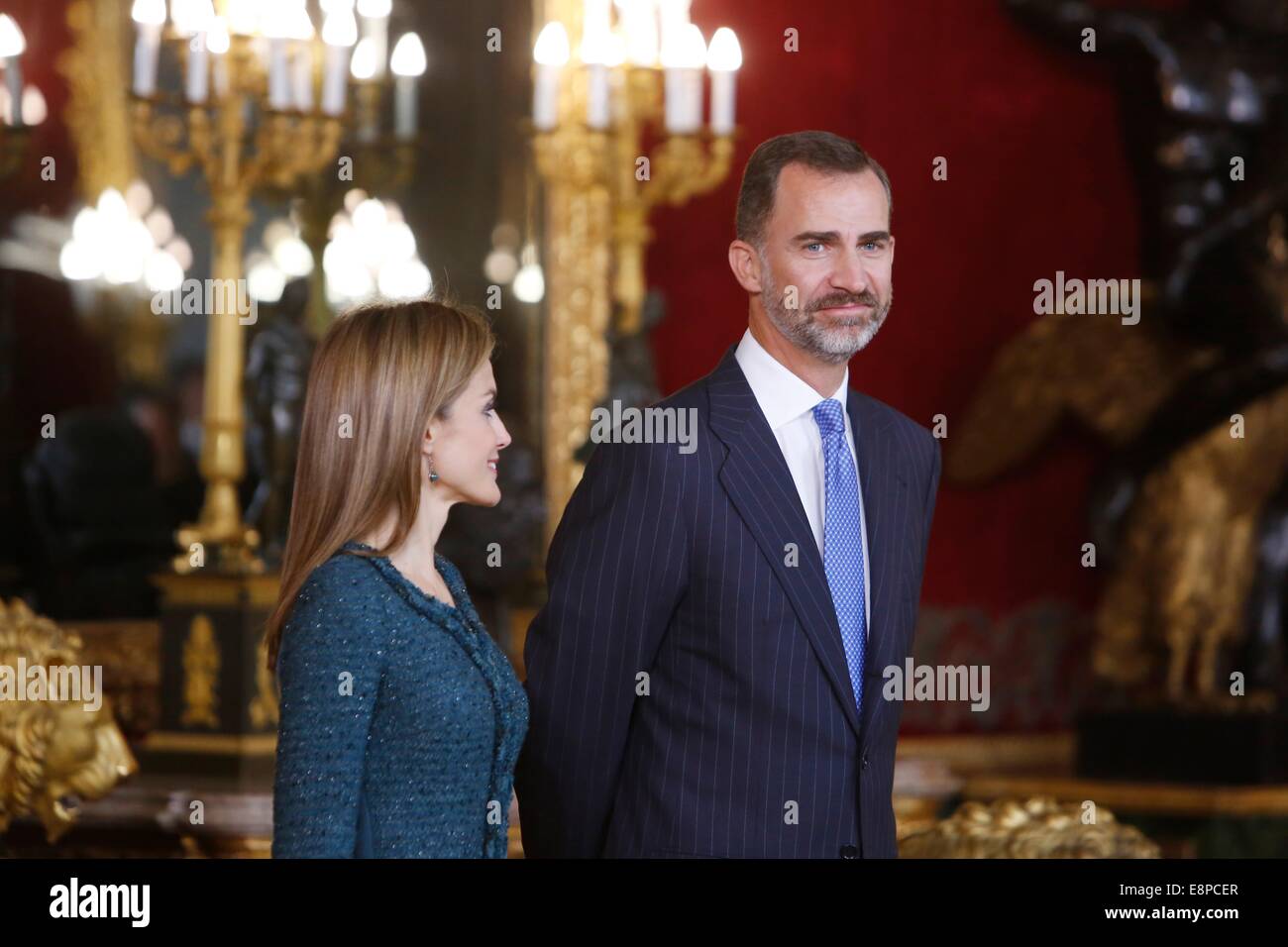 Madrid, Spain. 12th Oct, 2014. Spanish King Felipe and Queen Letizia at ...