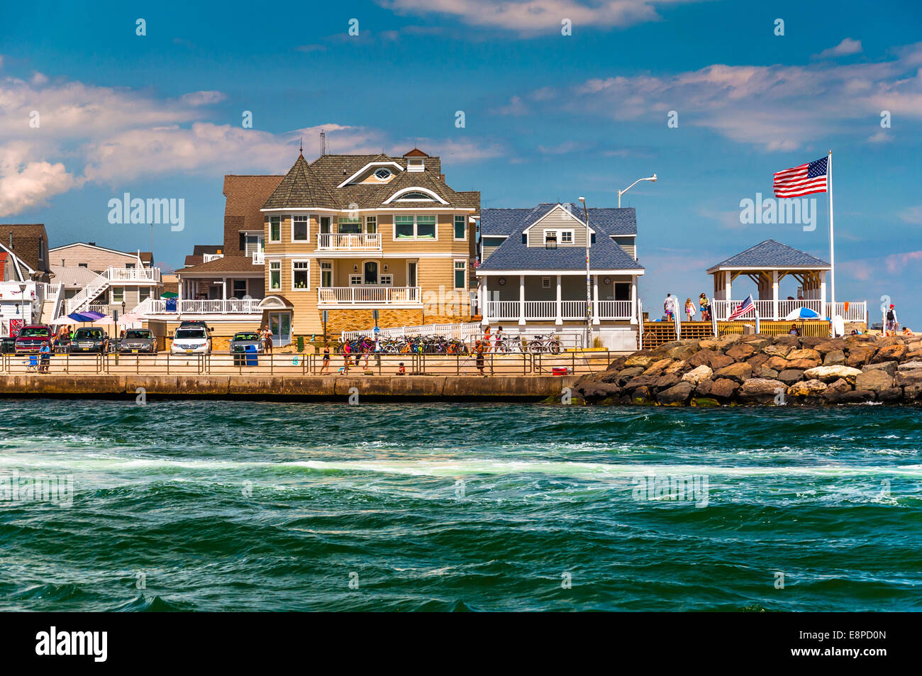 Beach houses along the inlet in Point Pleasant Beach, New Jersey Stock ...