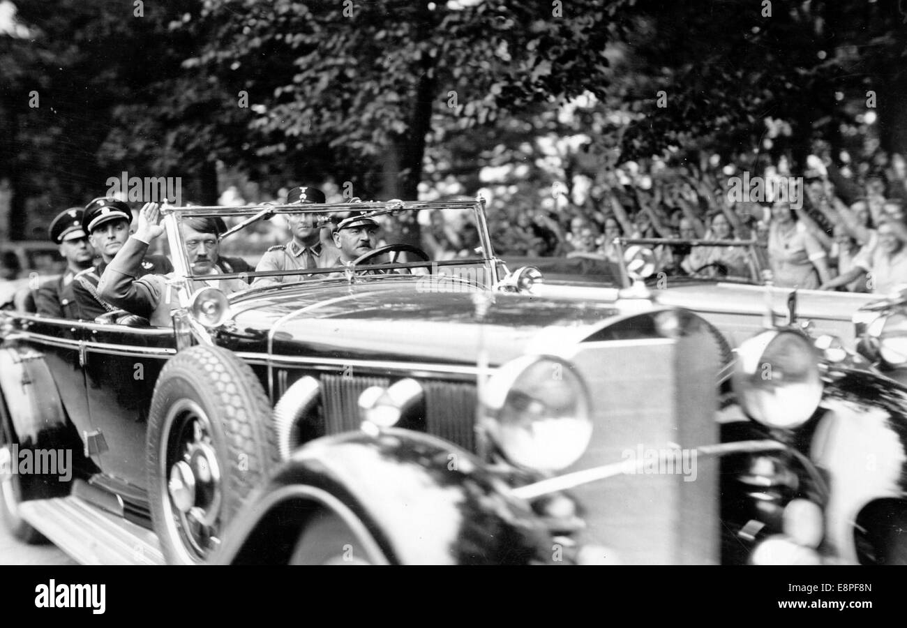 Nuremberg Rally 1933 in Nuremberg, Germany - Adolf Hitler in a Mercedes ...