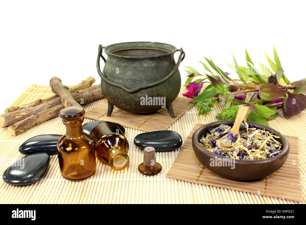 various Chinese remedies on a white background Stock Photo - Alamy