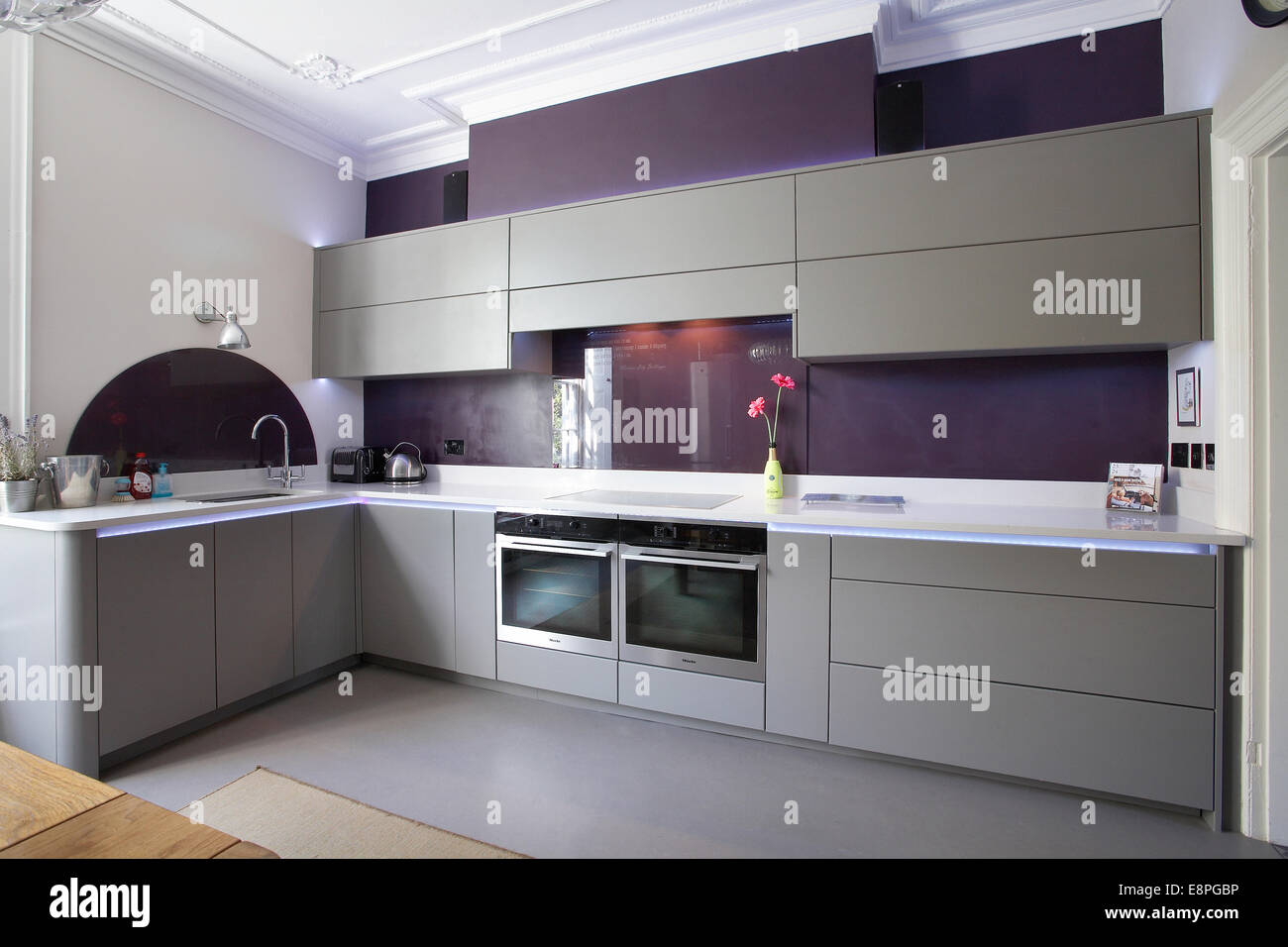 A modern kitchen inside a home in the UK Stock Photo - Alamy