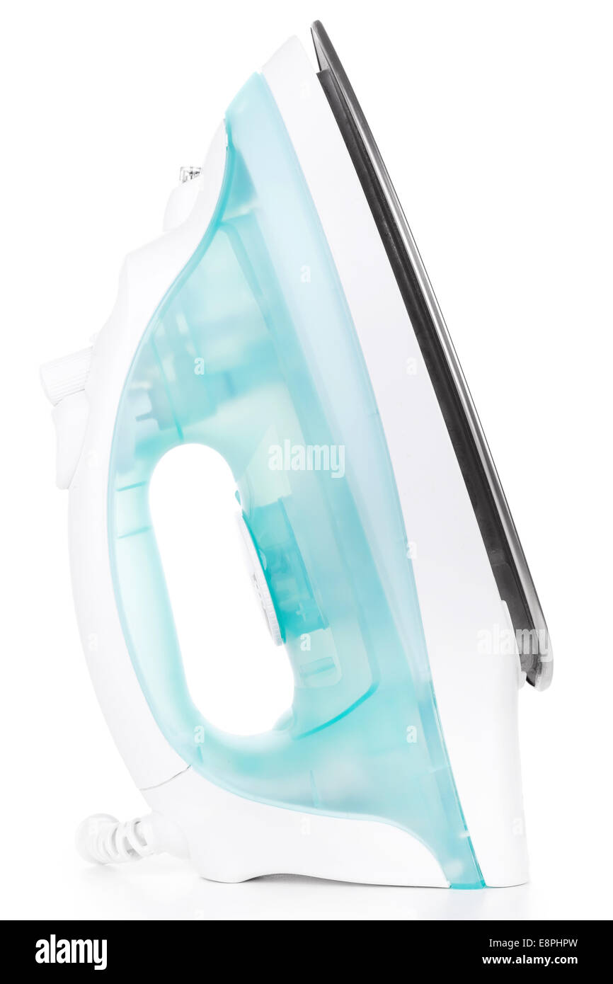 Modern electric iron on white Stock Photo - Alamy