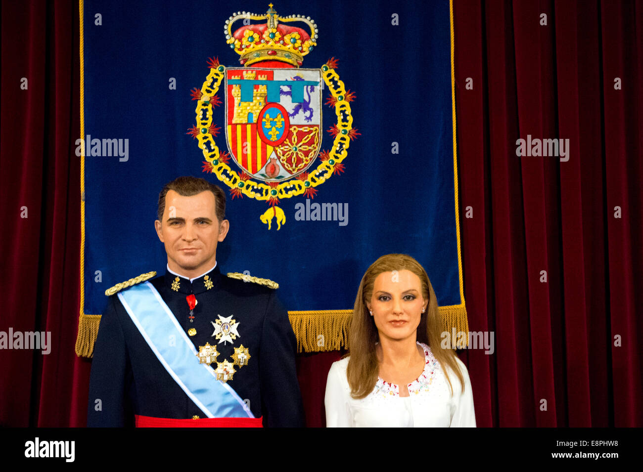Madrid, Spain. 12th Oct, 2014. The wax figures of Spanish King Felipe ...