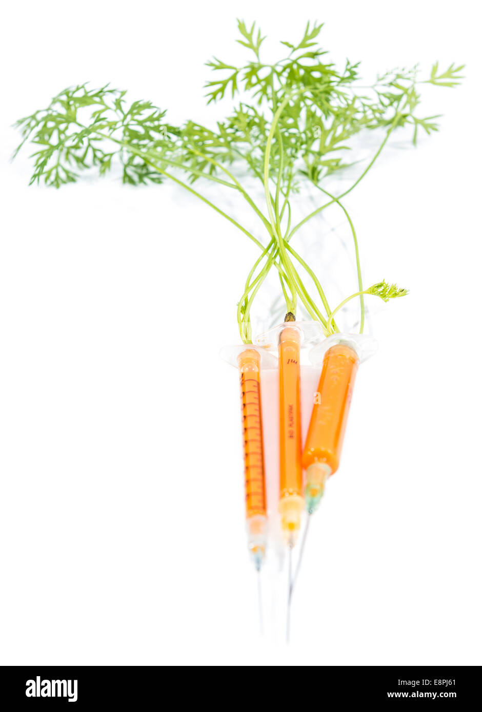 Carrot Injection (with green) isolated on white background Stock Photo ...
