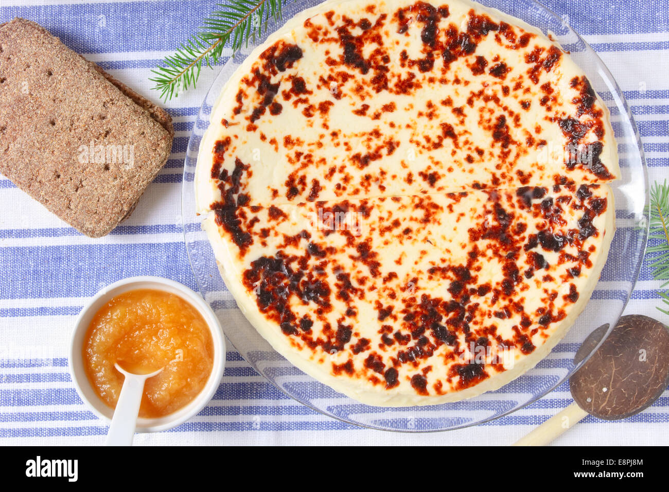 Finnish cheese served with cloudberry jam Stock Photo - Alamy
