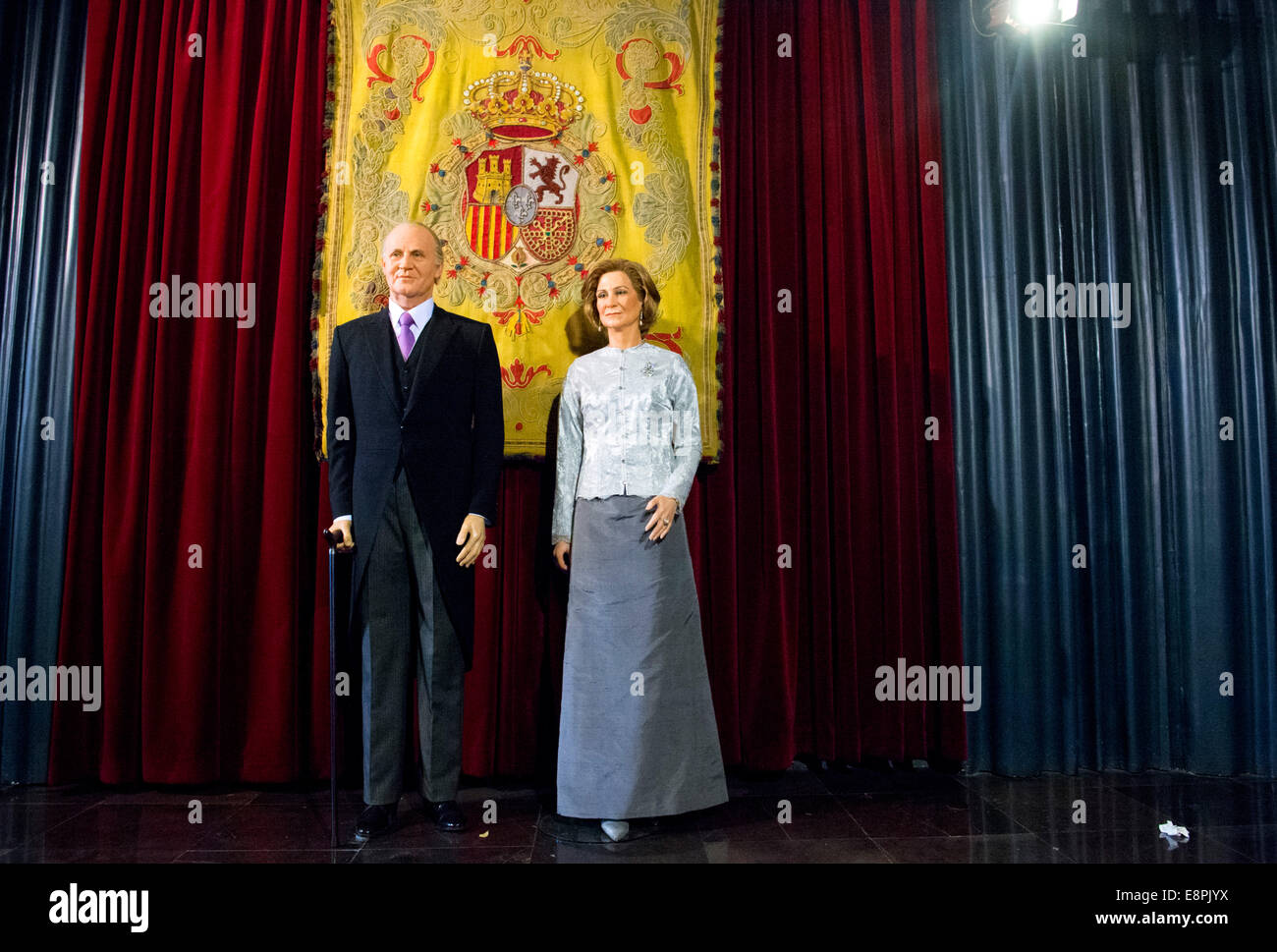 Madrid, Spain. 12th Oct, 2014. The wax figures of Spanish King Juan ...