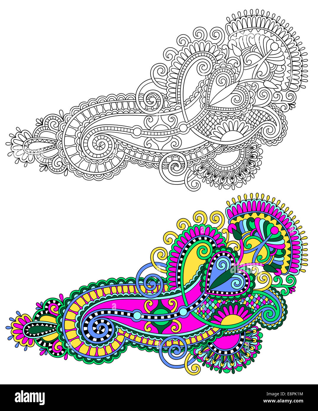 original hand draw line art ornate flower design Stock Photo - Alamy