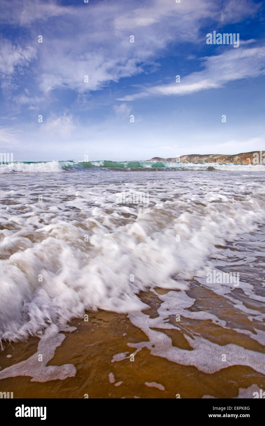 Incoming surf at Newgale beach, Pembrokeshire, West Wales Stock Photo ...