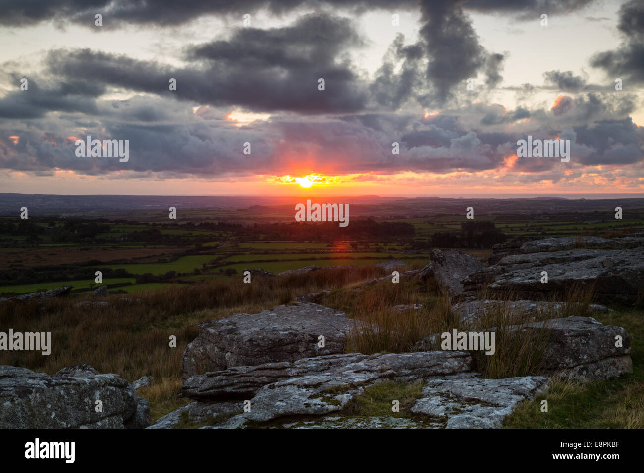 Sunset on Bodmin Moor Stock Photo - Alamy