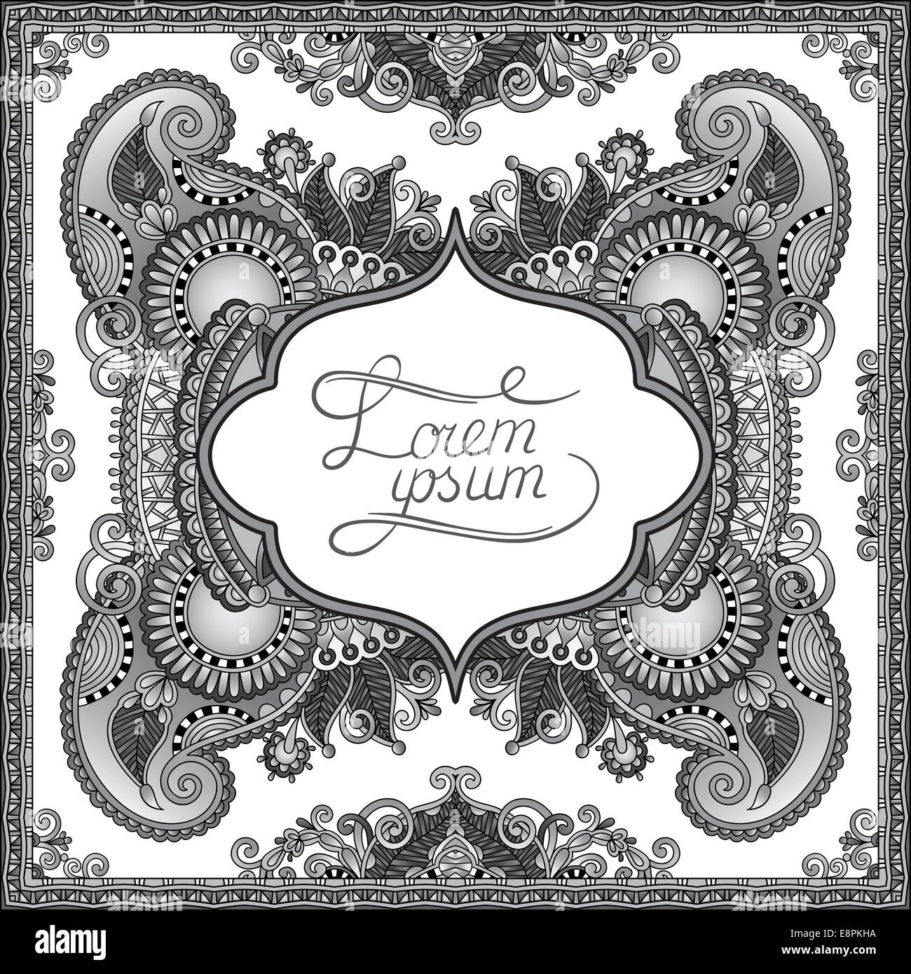 grey decorative pattern of ukrainian ethnic carpet design Stock Photo ...