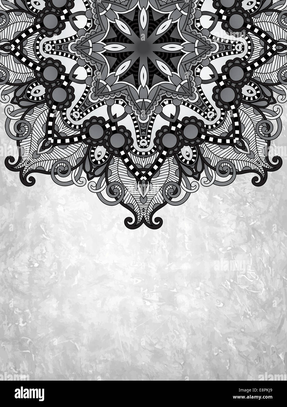 grey flower ornamental circle design on grunge background Stock Photo ...